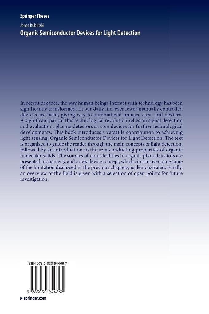 Taschenbuch: "Organic Semiconductor Devices for Light Detection"