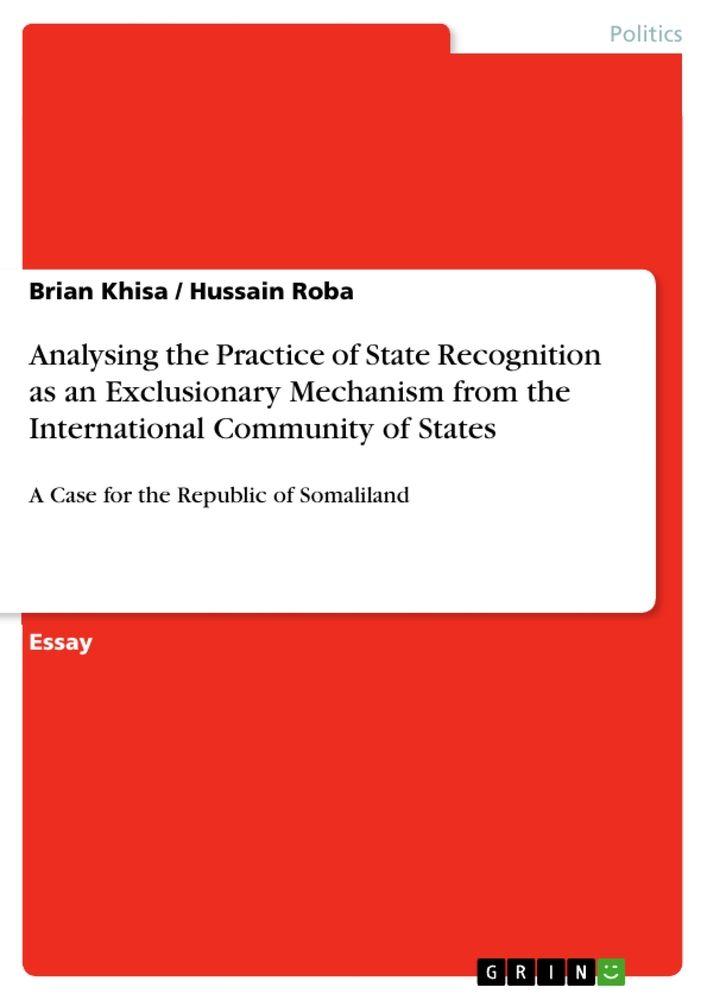 Taschenbuch: "Analysing the Practice of State Recognition as an ...