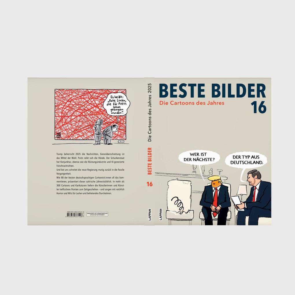 Buch (kartoniert): "Beste Bilder 16 - Die Cartoons des Jahres 2025"
